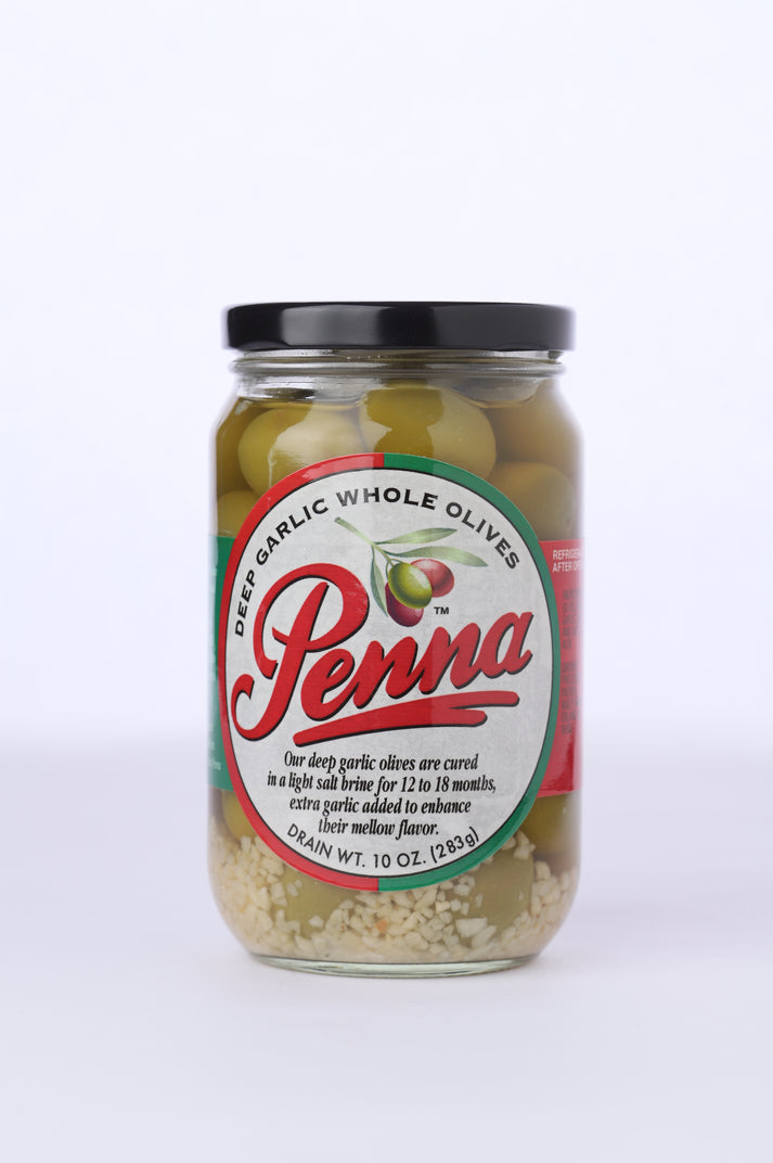 Deep Garlic Whole Olives – Garlic Infused Salt Brined Olives | Penna ...
